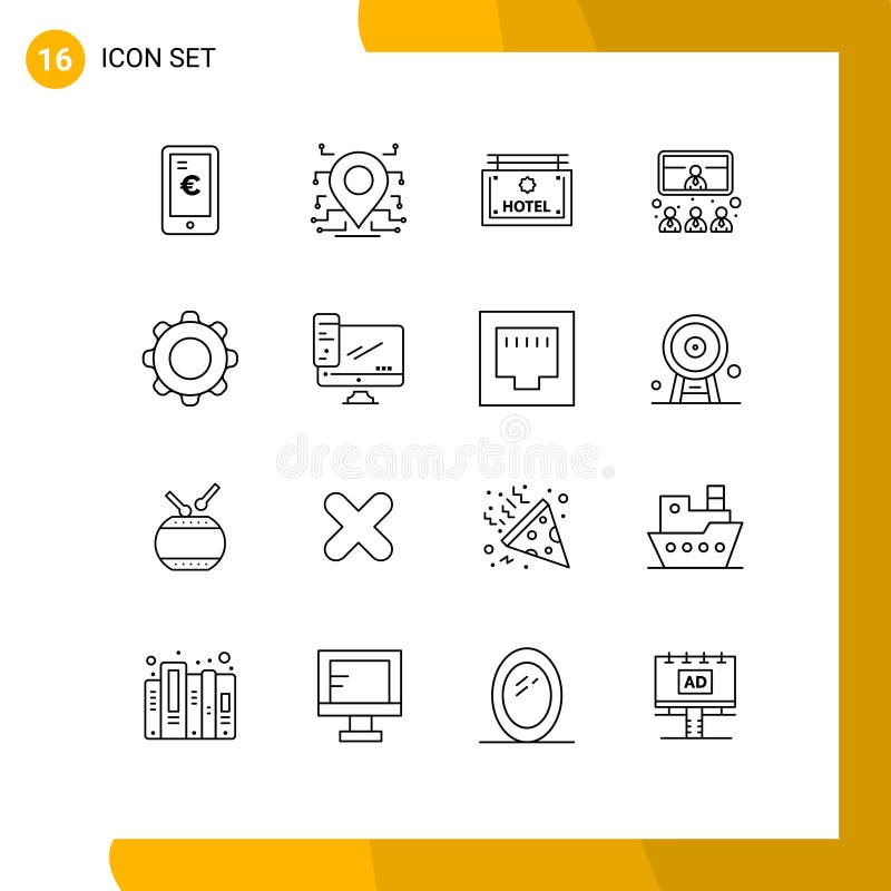 Modern Set of 16 Outlines Pictograph of Application, Presentation ...