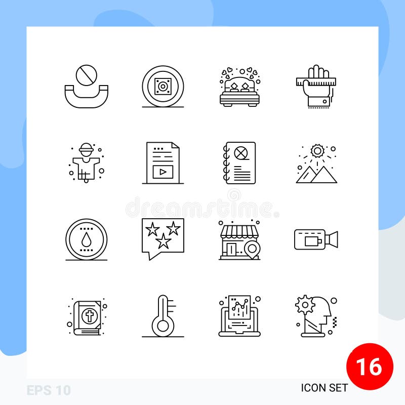 Outline Pack of 16 Universal Symbols of Farming, Ruler, Dating ...