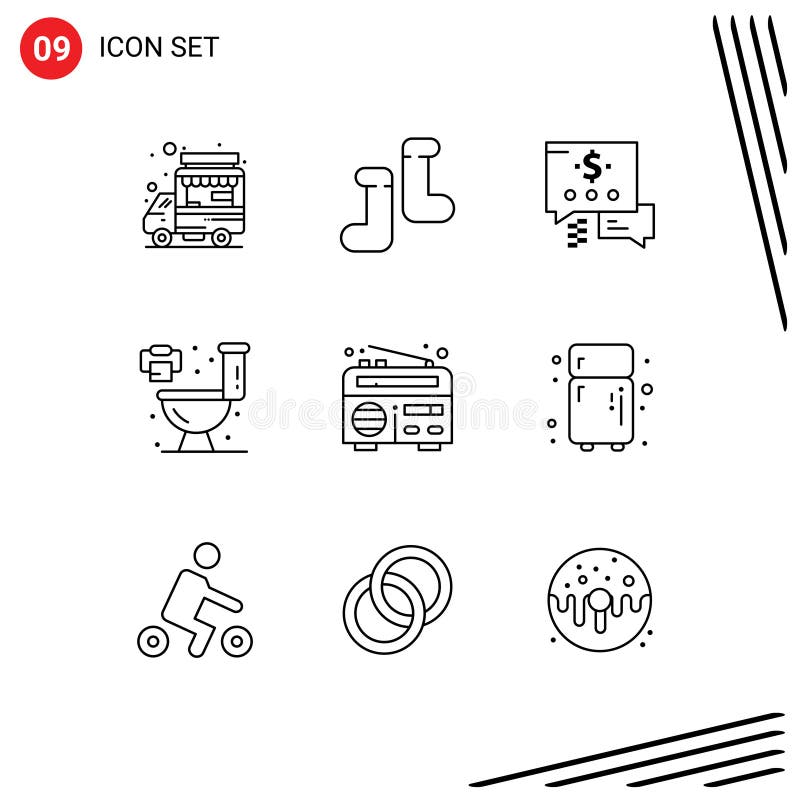 Modern Set of 9 Outlines Pictograph of Refrigerator, Electronic, Dollar ... Modern Set of 9 Outlines Pictograph of Refrigerator, Electronic, Dollar ...