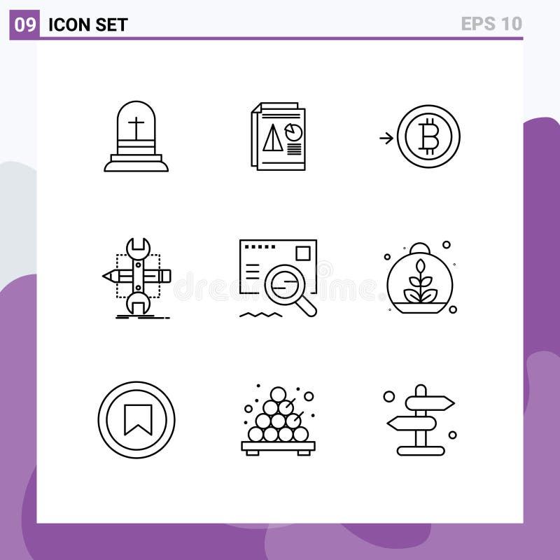 Modern Set of 9 Outlines and Symbols Such As Check, Sketch, Business ... Modern Set of 9 Outlines and Symbols Such As Check, Sketch, Business ...