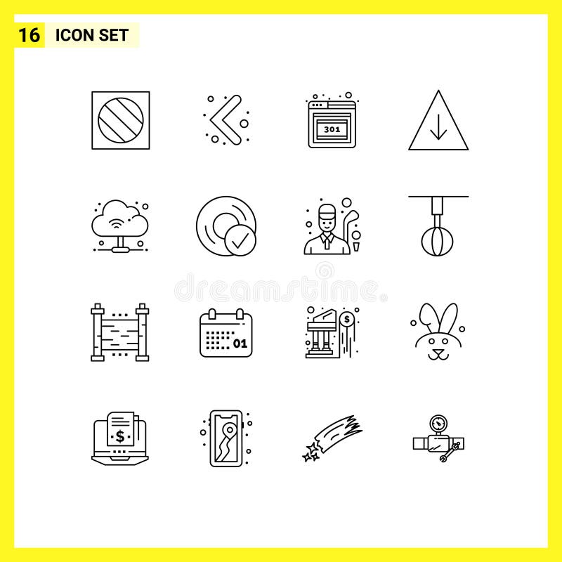 Modern Set of 16 Outlines and Symbols Such As Connected, Wifi, Error ...