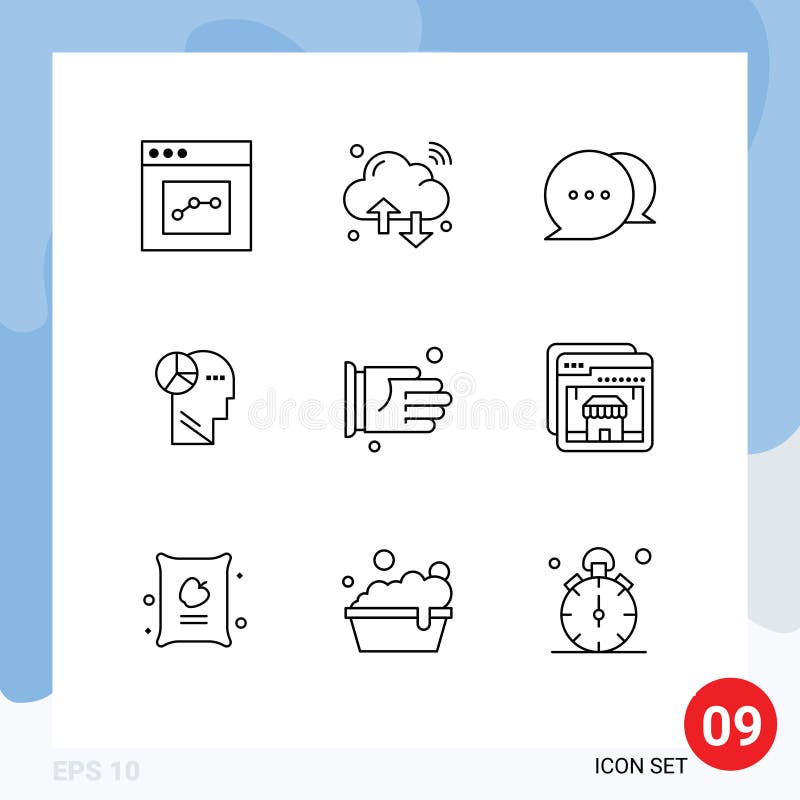 Modern Set of 9 Outlines and Symbols Such As Handshake, Thinking, Wifi ...