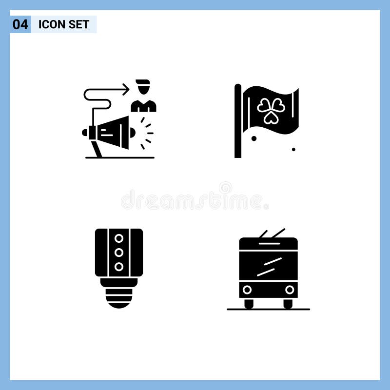 Modern Set of 4 Solid Glyphs Pictograph of Campaign, Led, Announcement ...