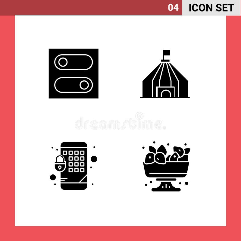 Modern Set of 4 Solid Glyphs Pictograph of Control, Berry, Tant ...