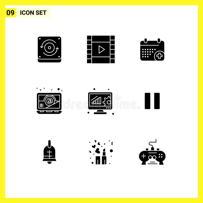 Modern Set of 9 Solid Glyphs Pictograph of Control, Data Management ...