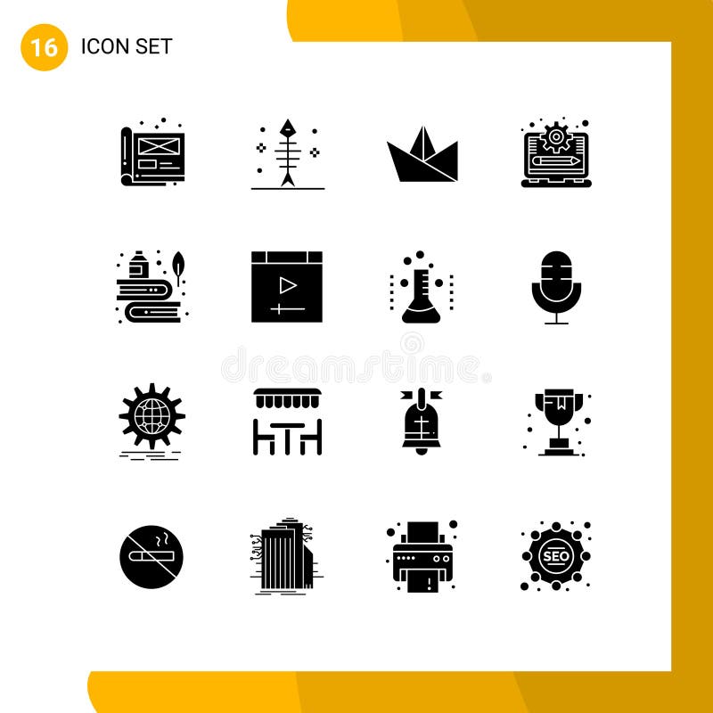 Modern Set of 16 Solid Glyphs Pictograph of Education, Progress ...