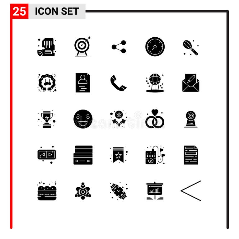 Modern Set of 25 Solid Glyphs Pictograph of Watch, Time, Success, Clock ...