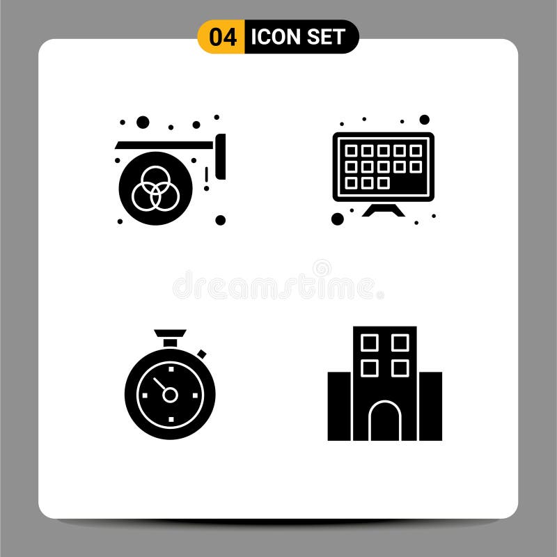 Modern Set of 4 Solid Glyphs and Symbols Such As Advertisement, Timer ...