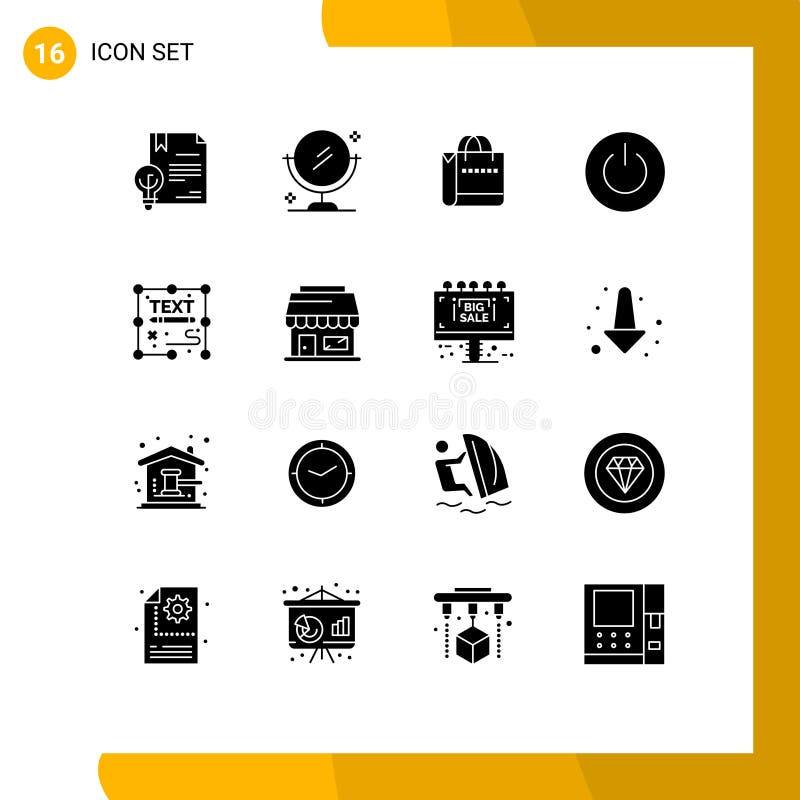 Modern Set of 16 Solid Glyphs and Symbols Such As Copywriting, Ui, Bag ...