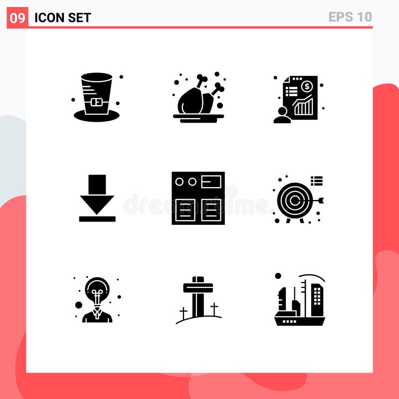 Modern Set of 9 Solid Glyphs and Symbols Such As Pay, Arrow, Chart ...