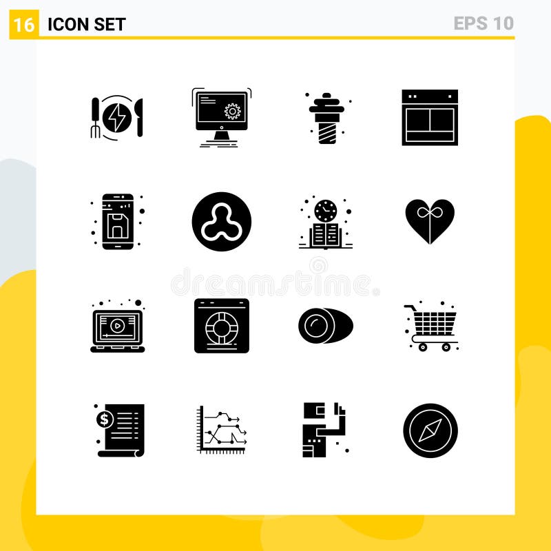 Modern Set of 16 Solid Glyphs and Symbols Such As Website, Site ...