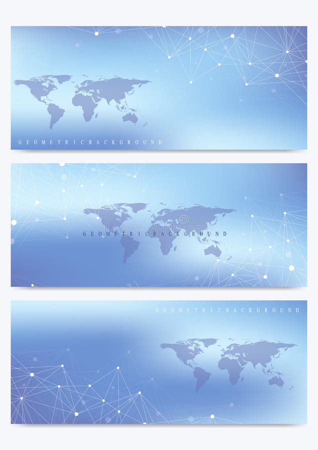 Modern Set of Vector Banners with World Map. Geometric Presentation ...