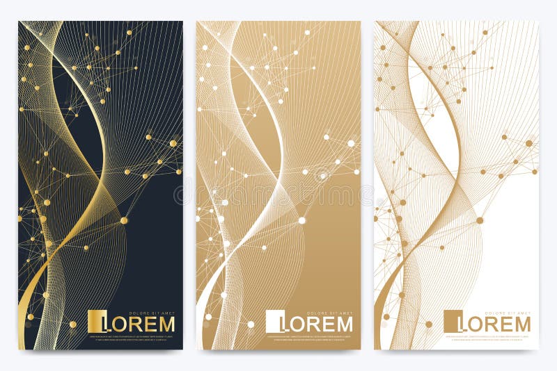 Modern Set of Vector Flyers. Molecule and Communication Background ...