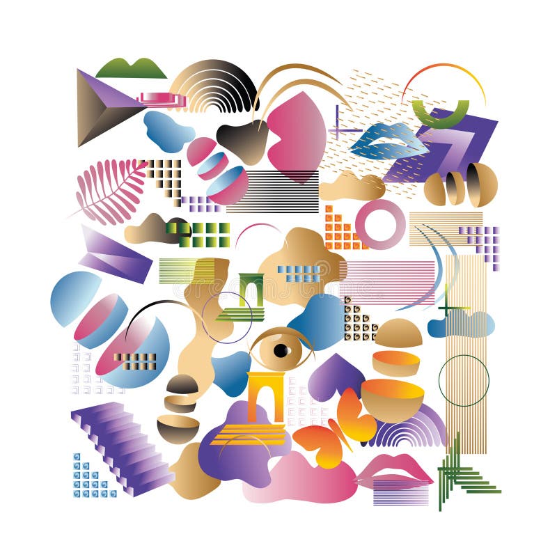 Modern Set of Vector Gradient Elements and Shapes, Details for Creating ...