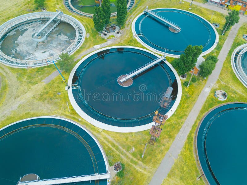 Modern Sewage Treatment Plant, Aerial View from Drone Stock Image ...