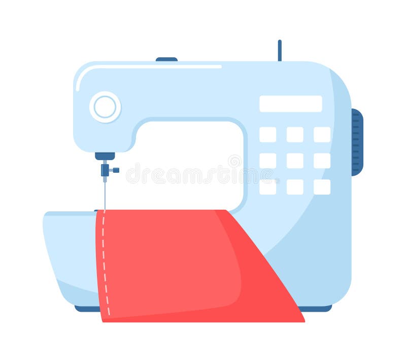 Modern Sewing Machine and Piece of Fabric with Stitching. Handmade ...