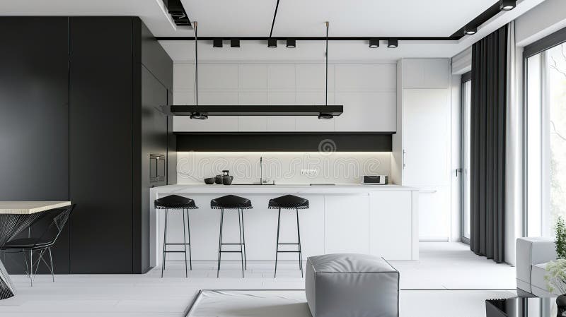 Modern Shades of Black, White, and Gray Create a Harmonious Space that ...