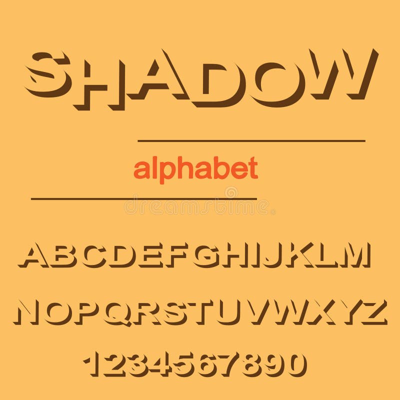 Modern Shadow Font Design for Typography on Orange Stock Vector ...