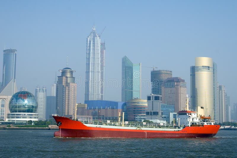 Prosperous Shanghai harbor editorial stock photo. Image of golden ...