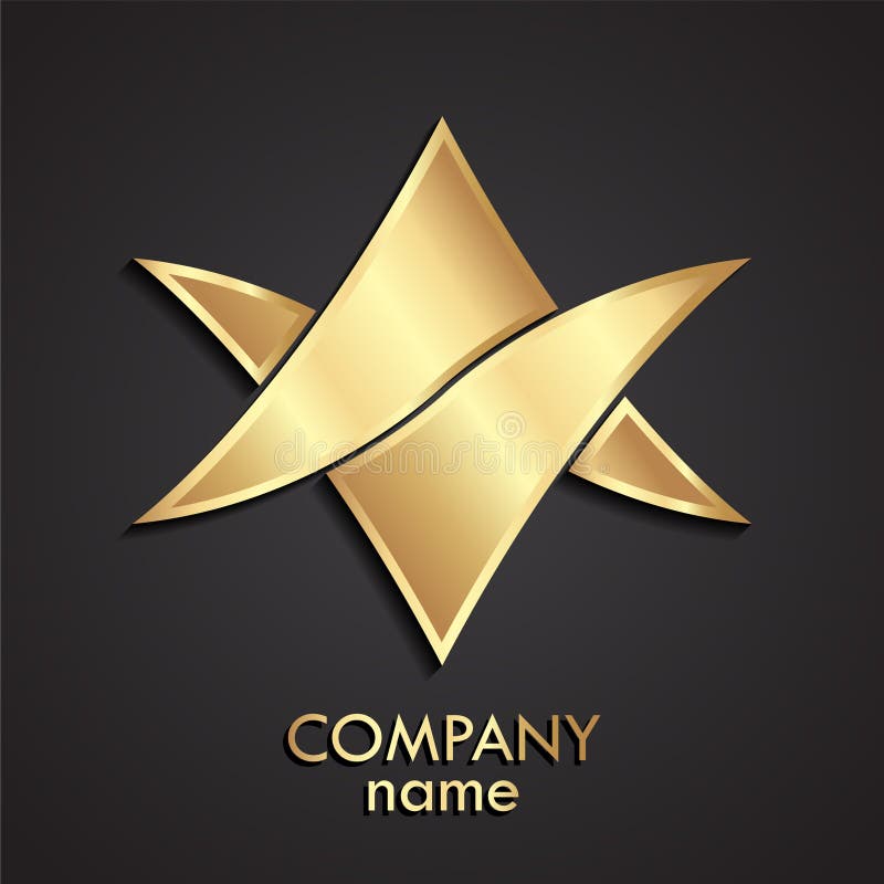 Modern Shape Design 3d Gold Metal Logo Stock Vector - Illustration of ...