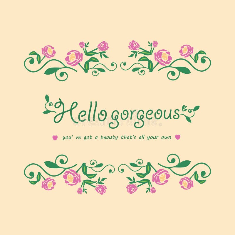 Modern Shape of Leaf and Flower Frame, for Hello Gorgeous Card Template ...