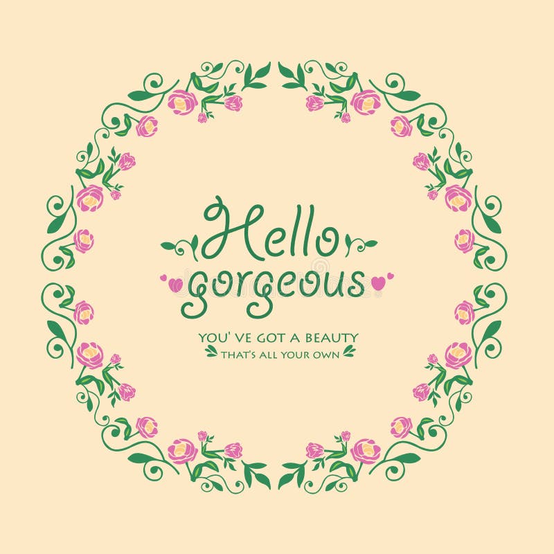 Modern Shape of Leaf and Flower Frame, for Hello Gorgeous Card Template ...