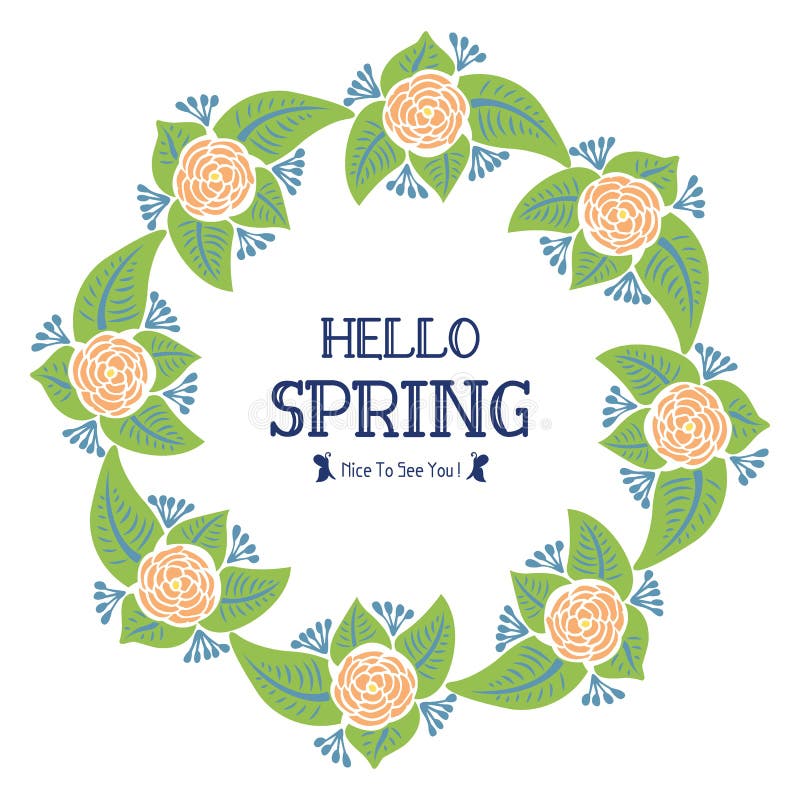 Modern Shape of Leaf and Flower Frame, for Hello Spring Poster Template ...