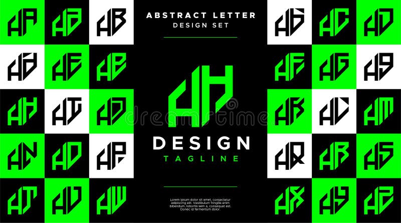 Modern Sharp Line Abstract Letter H HH Logo Bundle Stock Vector ...