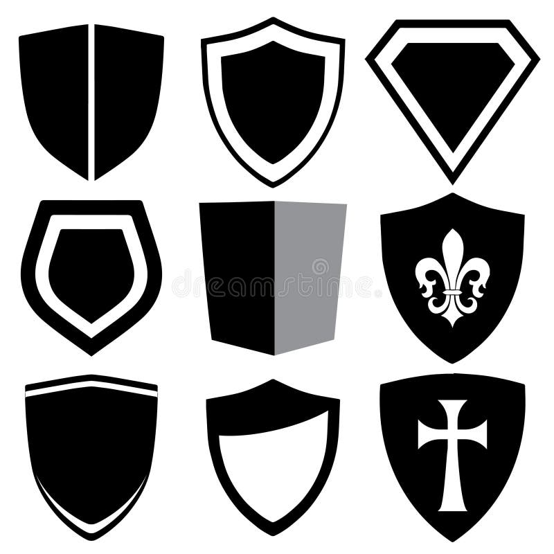 Modern shield collection stock illustration. Illustration of black ...