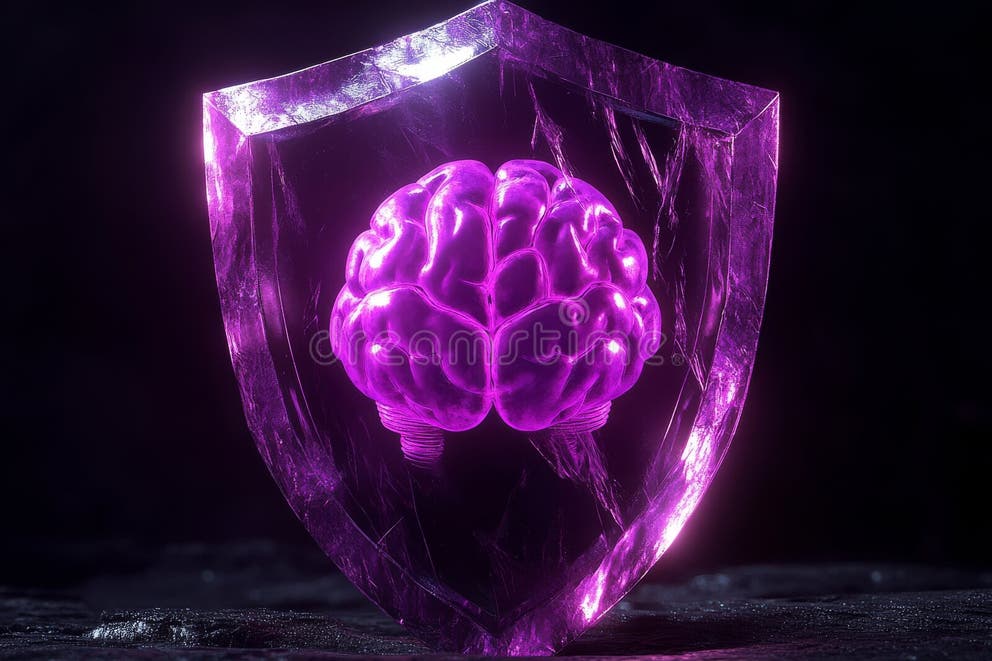 A Modern Shield Design Showcasing a Brain Emblem, Denoting AI and ...