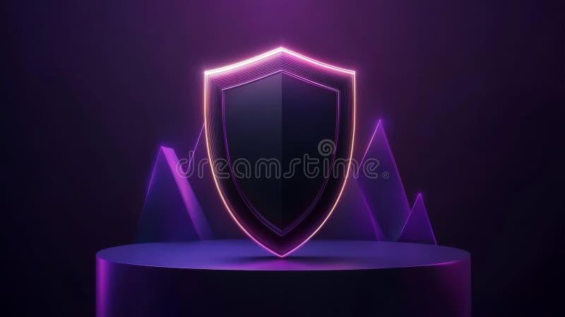 A Modern Shield Icon Set on a Simple Podium, Highlighted by Bright ...