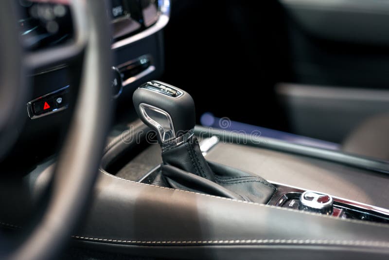 Modern Shift Gear in Luxury Car Interior Stock Image - Image of details ...