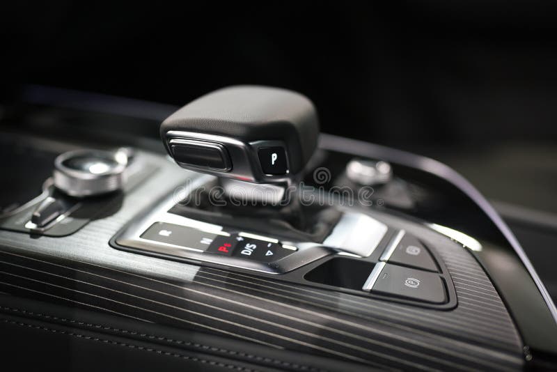 Modern Shift Gear in Luxury Car Interior Stock Photo - Image of ...