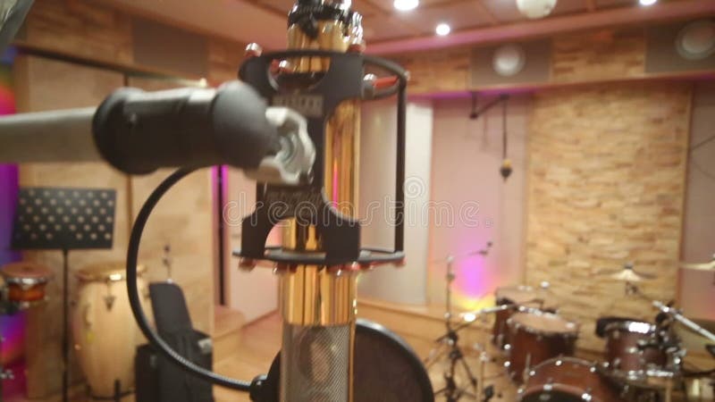 Modern Shine Microphone in Recording Studio with Stock Footage - Video ...