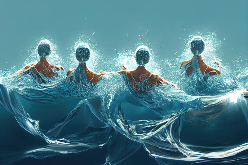 Modern Shining Illustration of Sync Swimming Sport, Ai Generated Image ...