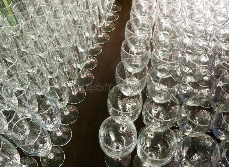 Modern Glass Empty Transparent Tableware Glasses and Plates Stock Photo ...