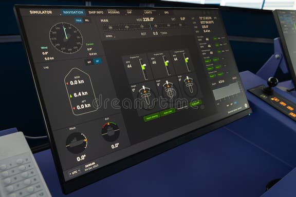 Modern Ship Control Panel with Digital Screen Stock Photo - Image of ...