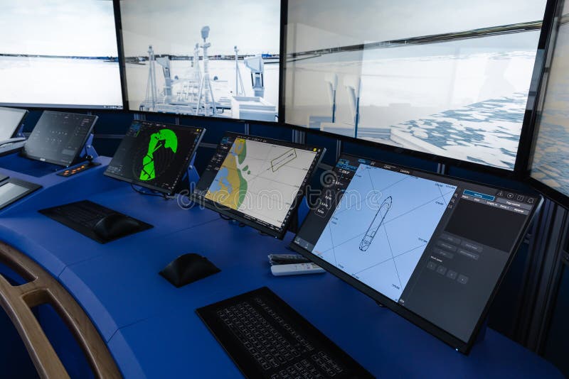 Modern Ship Control Panels. the Captain Bridge Equipment Stock Image ...