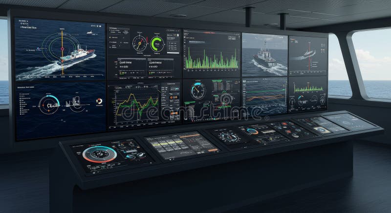 Modern Ship Navigation System a Hightech Ships Bridge with Multiple ...