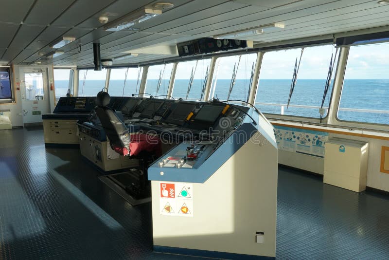 The Modern Shipâ€™s Bridge Control Console with Navigational Equipment ...