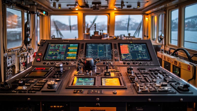 Modern Ships Control Room with Digital Navigation and Control Systems ...