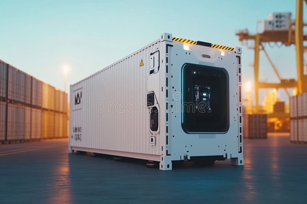 A Modern Shipping Container Equipped with Advanced Technology is ...