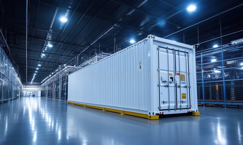 Modern Shipping Container in High-tech Warehouse Environment with ...