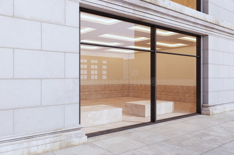 Modern Shop Building with Glass Wall and Tile Floor. Stock Illustration ...