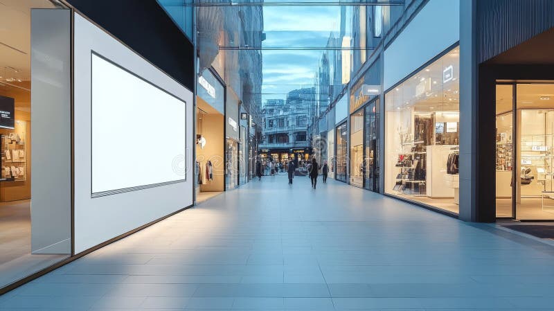 A Modern Shop Window Display Featuring an Elegant Advertisement Frame ...