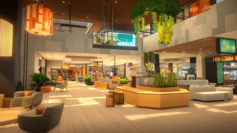 Modern Shopping Center Interior Sleek Design and Vibrant Atmosphere for ...