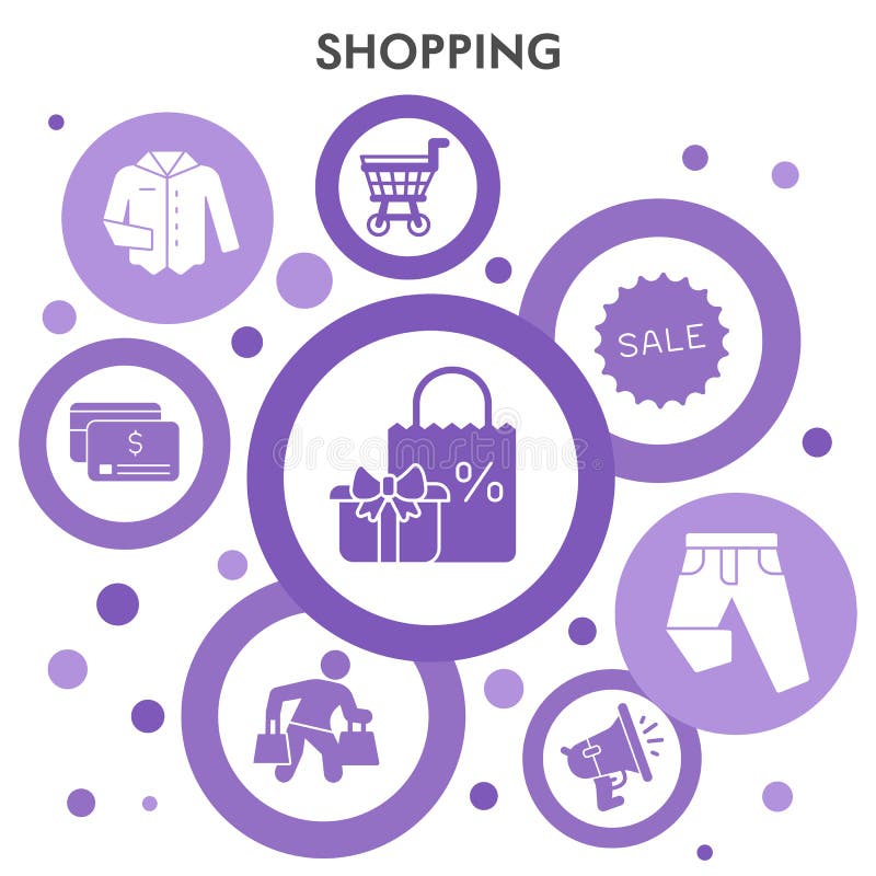 Modern Shopping Design Template with Glyph Icon. Online Shopping ...