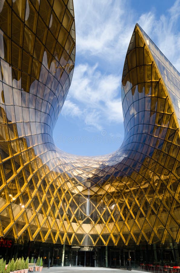 Yellow glass building stock photo. Image of shapes, mall - 33212026