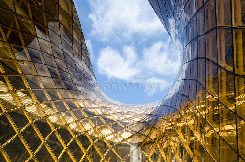 Yellow glass building stock photo. Image of shapes, mall - 33212026