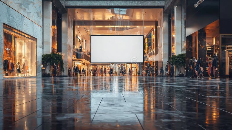 Modern Shopping Mall Advertising Billboard Mockup with Empty Digital ...